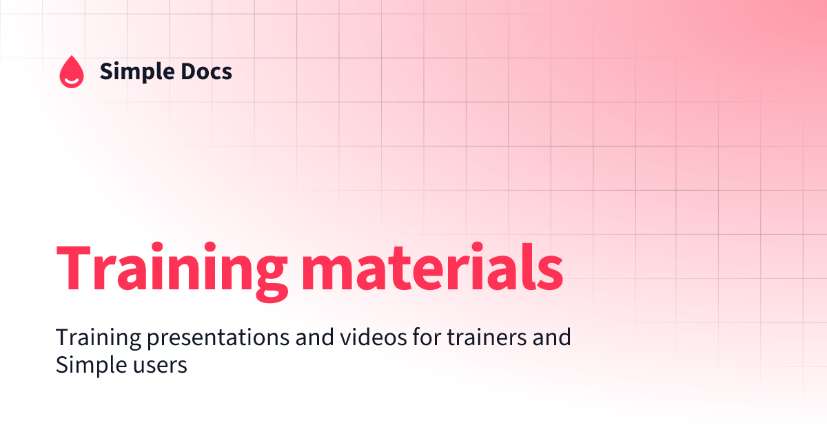Training materials | Simple Docs